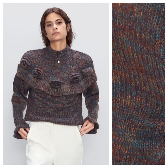 Zara | Sweaters | Nwt Zara Knit Sweater With Ruffles Size S | Poshmark